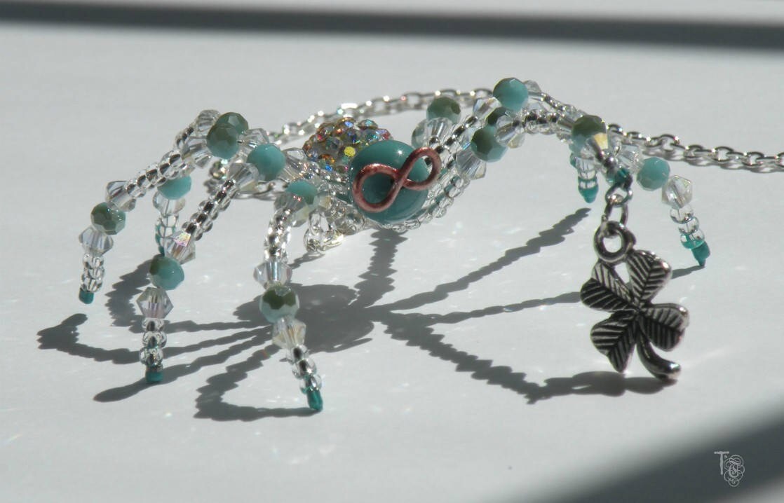 Christmas Spider; Little Gem Spider of Turquoise and Crystals; Sun ...