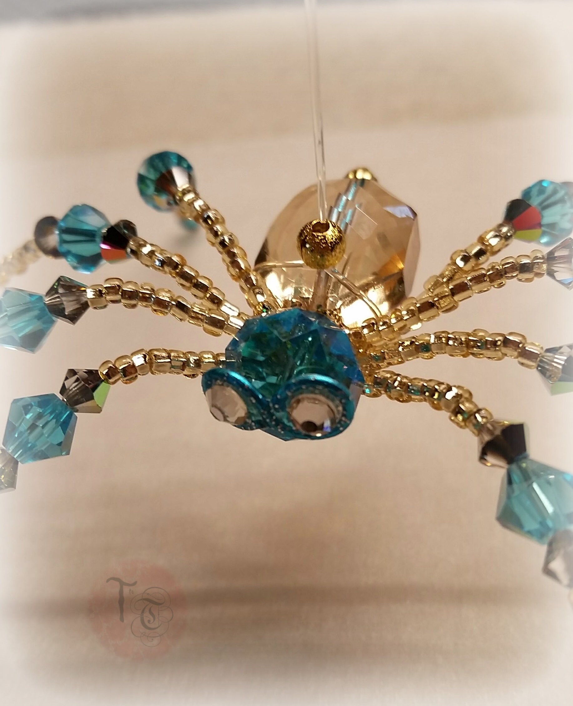 Crystal Spider; Blue and Gold Spider;Sun Catcher; Christmas Spider ...