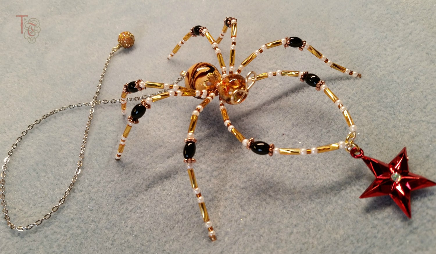 Brown and Gold Beaded Spider; Christmas Spider; Ornaments; Christmas ...