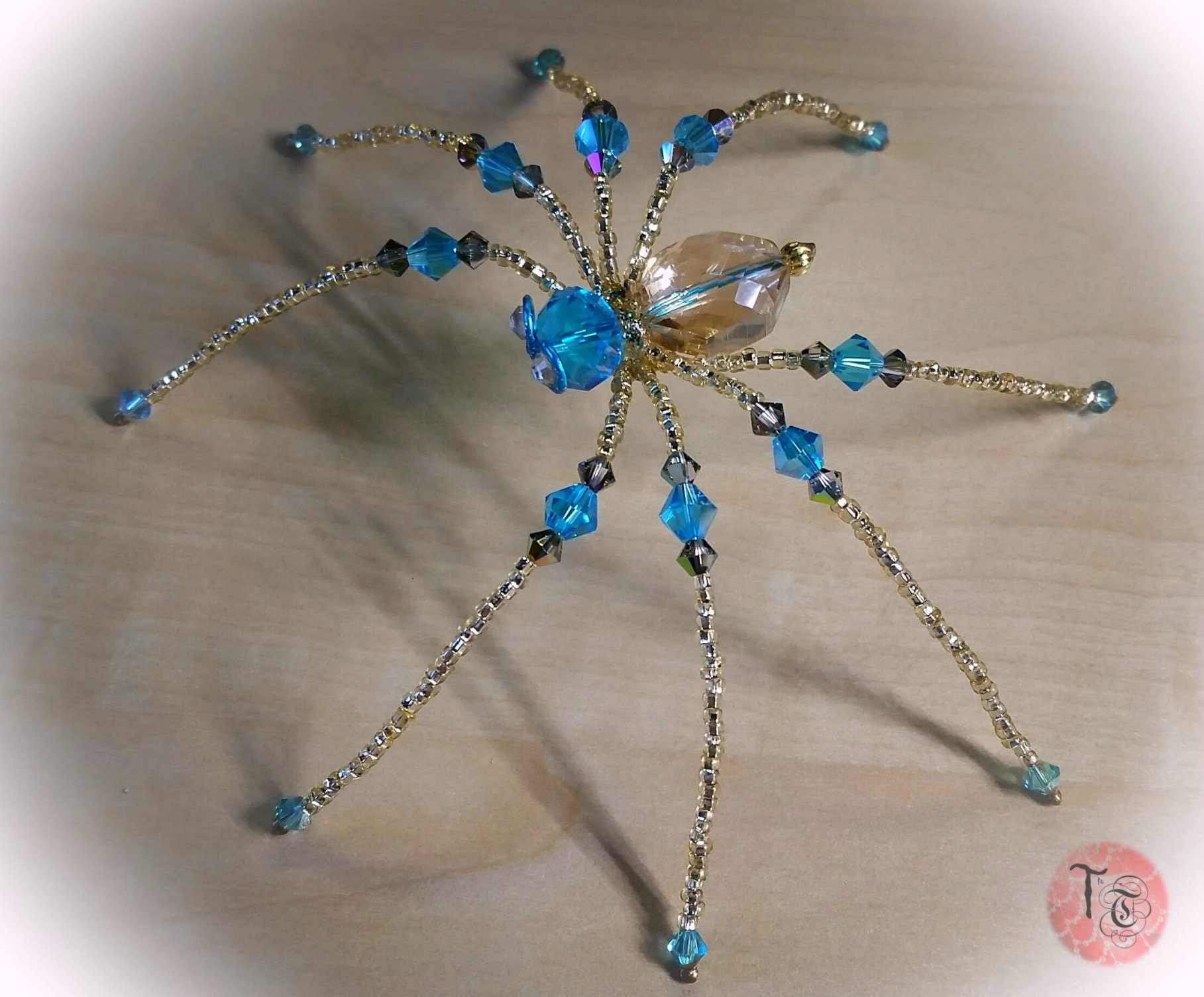 Crystal Spider; Blue and Gold Spider;Sun Catcher; Christmas Spider ...