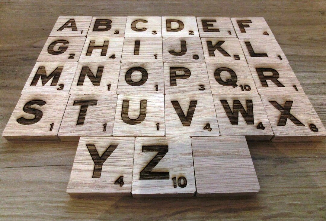 Extra Large Solid Oak Scrabble Style Letter Tiles Deep Laser Engraved ...