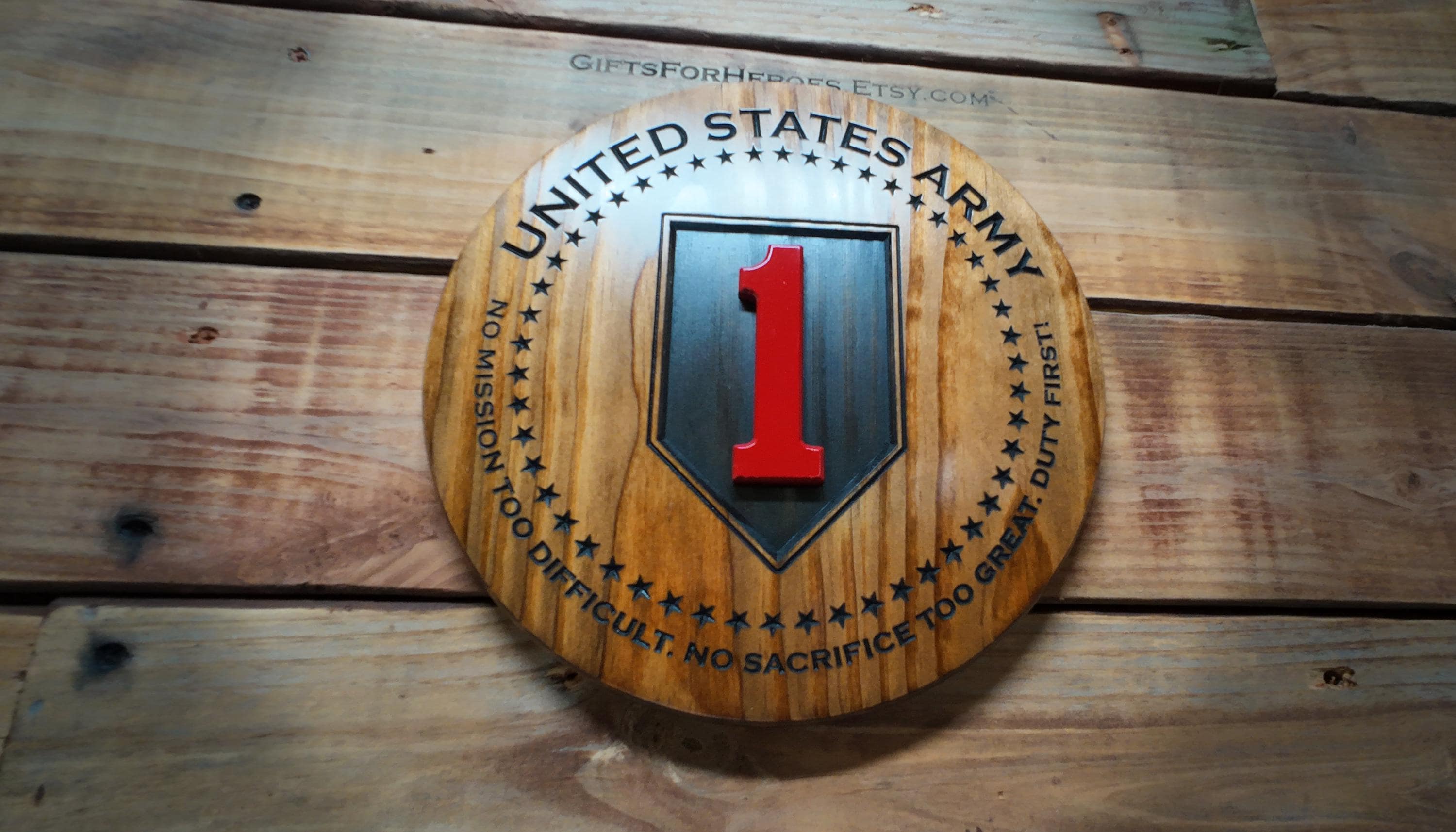 US Army 1st Infantry Big Red One Commemorative Plaque - Military Signs ...