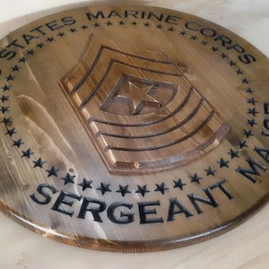 USMC Staff NCO Series Carved Wood Plaque - Sergeant Major Retirement ...