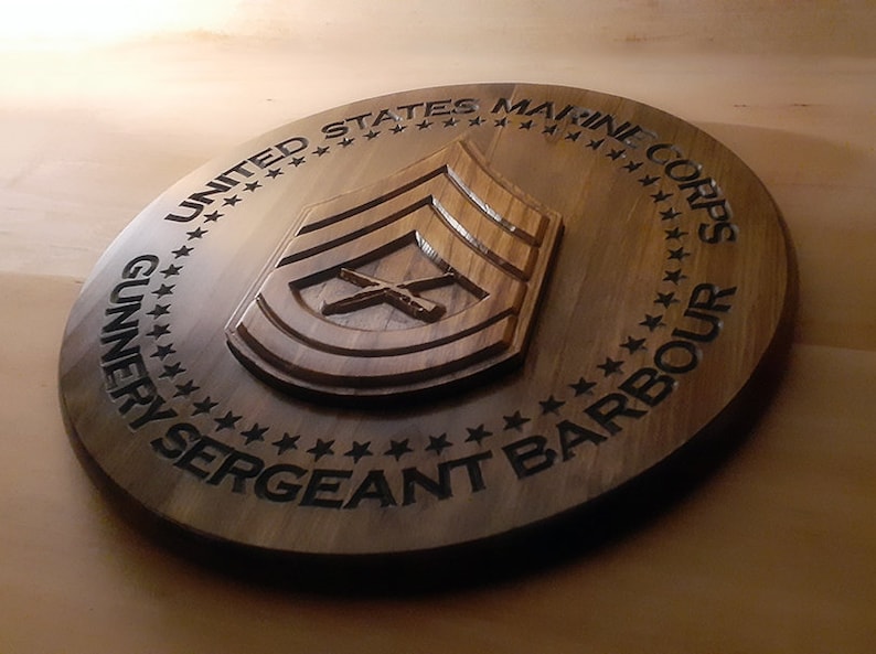 USMC Staff NCO Series Carved Wood Plaque - Sergeant Major Retirement ...
