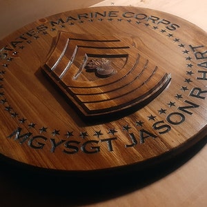 USMC Staff NCO Series Carved Wood Plaque - Sergeant Major Retirement ...