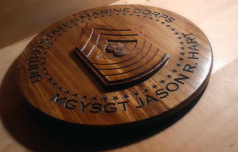 USMC Staff NCO Series Carved Wood Plaque - Sergeant Major Retirement ...