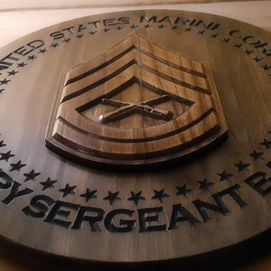 USMC Staff NCO Series Carved Wood Plaque - Sergeant Major Retirement ...