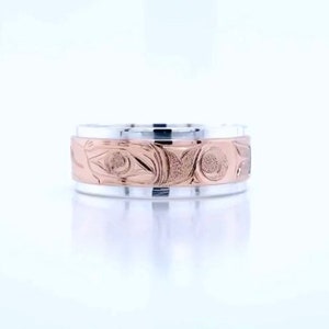 First Nations Eagle Design wrap Ring 14k Gold and Sterling by Joe ...