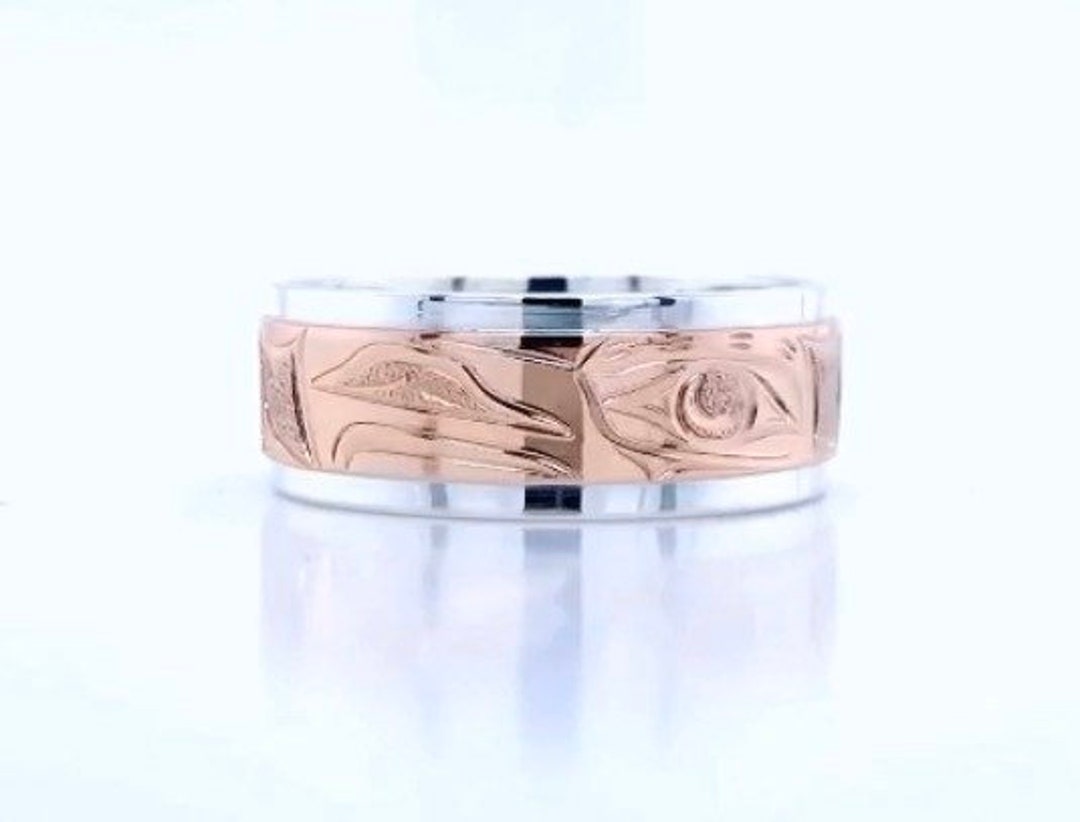 First Nations Eagle Design wrap Ring 14k Gold and Sterling by Joe ...