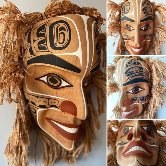 18 Red Cedar Thunderbird Portrait Mask by Jim Charlie - Etsy