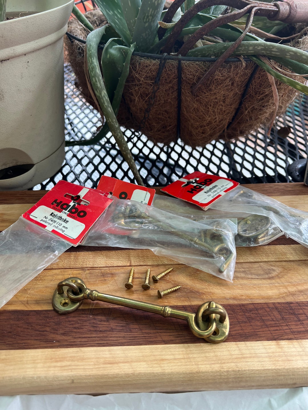 Vintage Brass Cabinet Hook for Cabinets Closets or Windows 110 Mm 4 ...