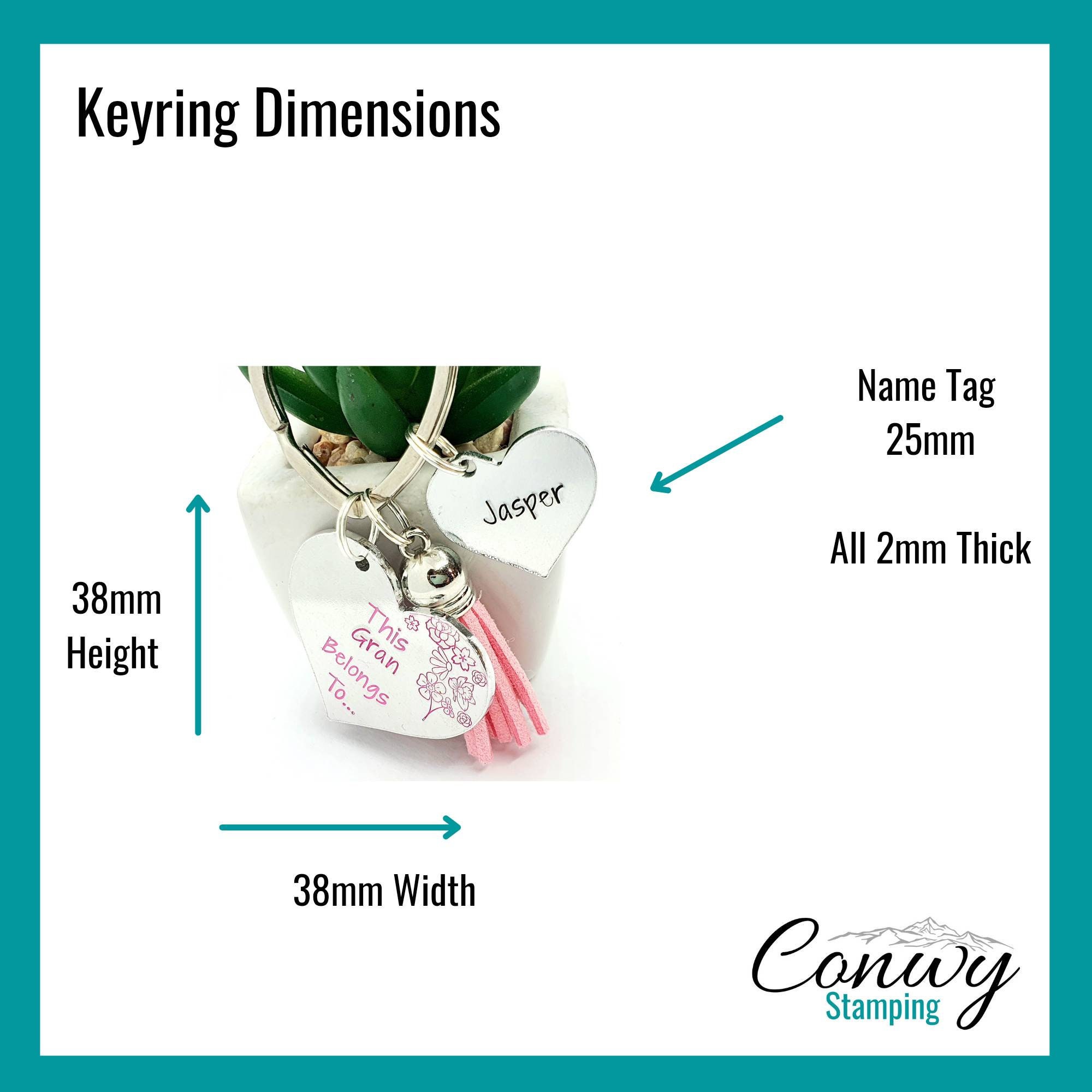 Personalised Grandma Keyring: Grandchild Name Tag With Pink Tassel ...