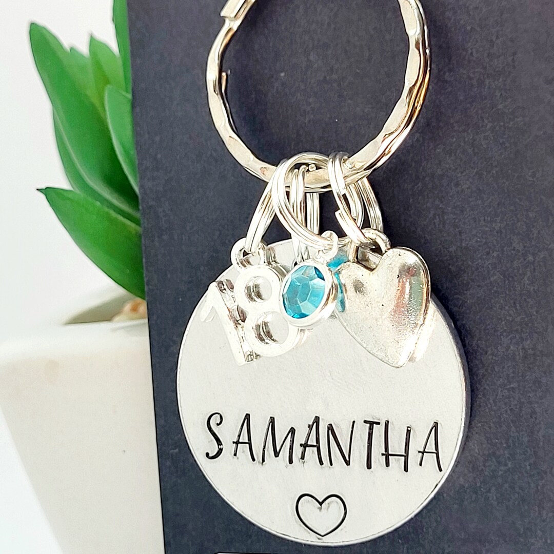 18th Birthday Keyring Gift for Her. Birth Month Charm and Choice of ...