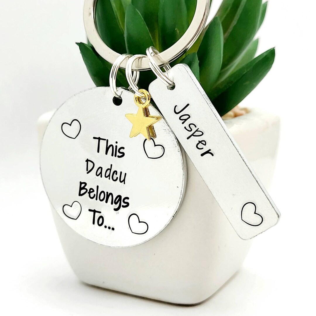 This Dadcu Belongs to Personalised Keyring. Welsh Grandad Gift for Him ...