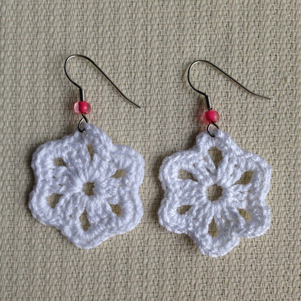 Crochet Snowflake Earrings - Etsy