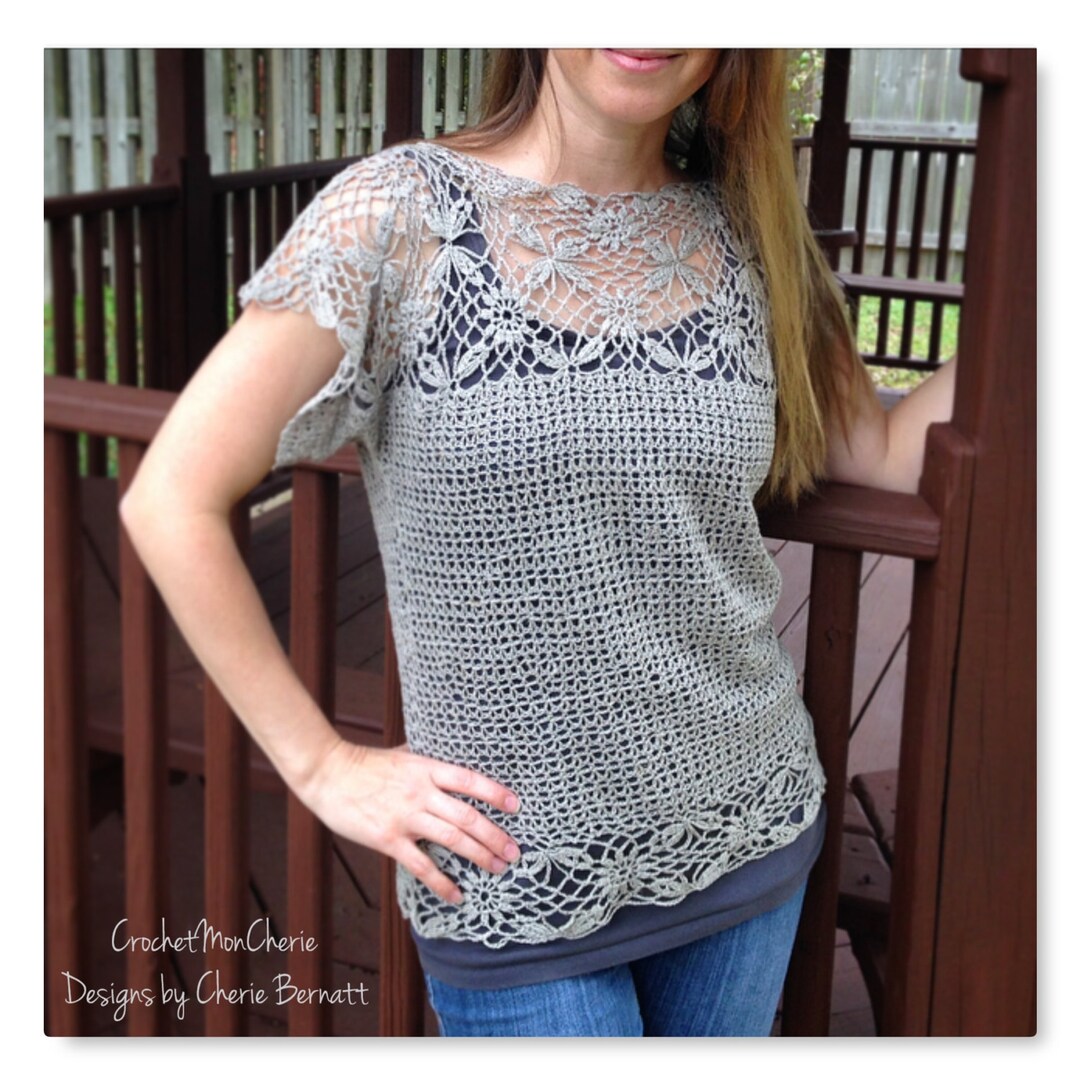 Linen and Lace Blouse Pattern - Instant Download - Crochet PATTERN (pdf ...