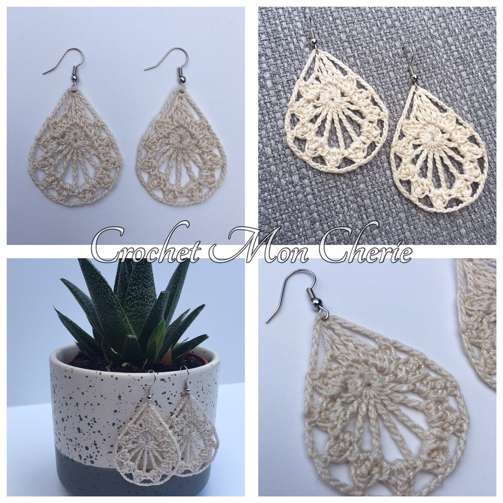 Instant Download Crochet Earring Pattern : Encased Ruffle Drop Earrings ...