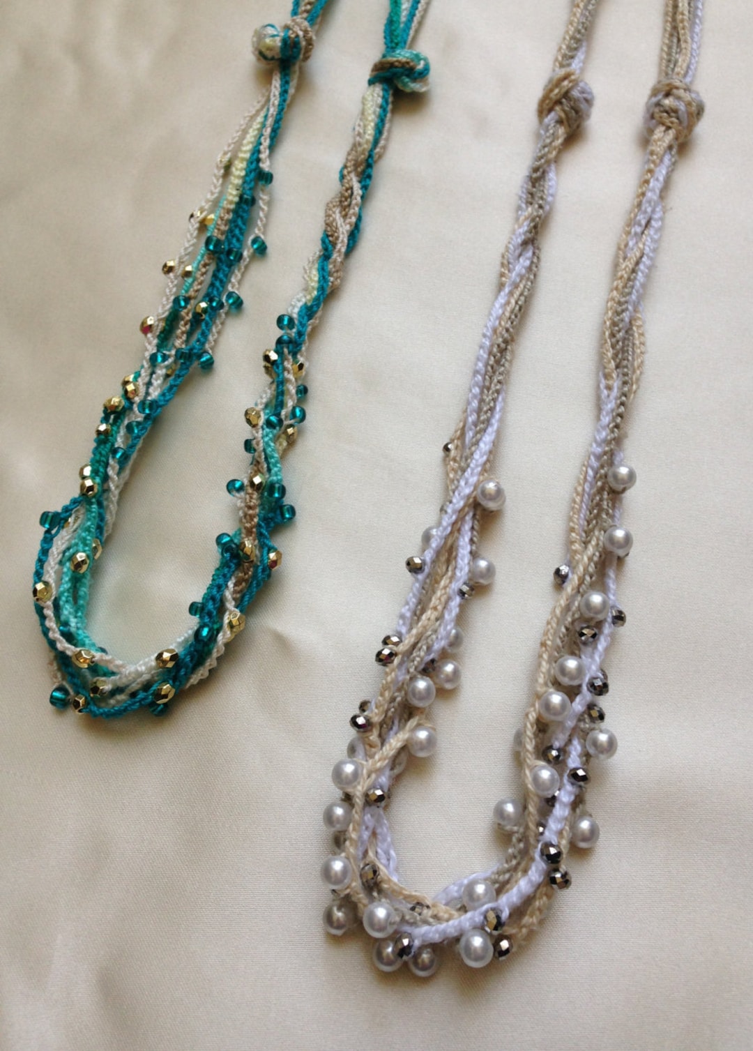 Crochet Necklace PATTERN : Twisted Beaded Rope Necklace Pattern and ...