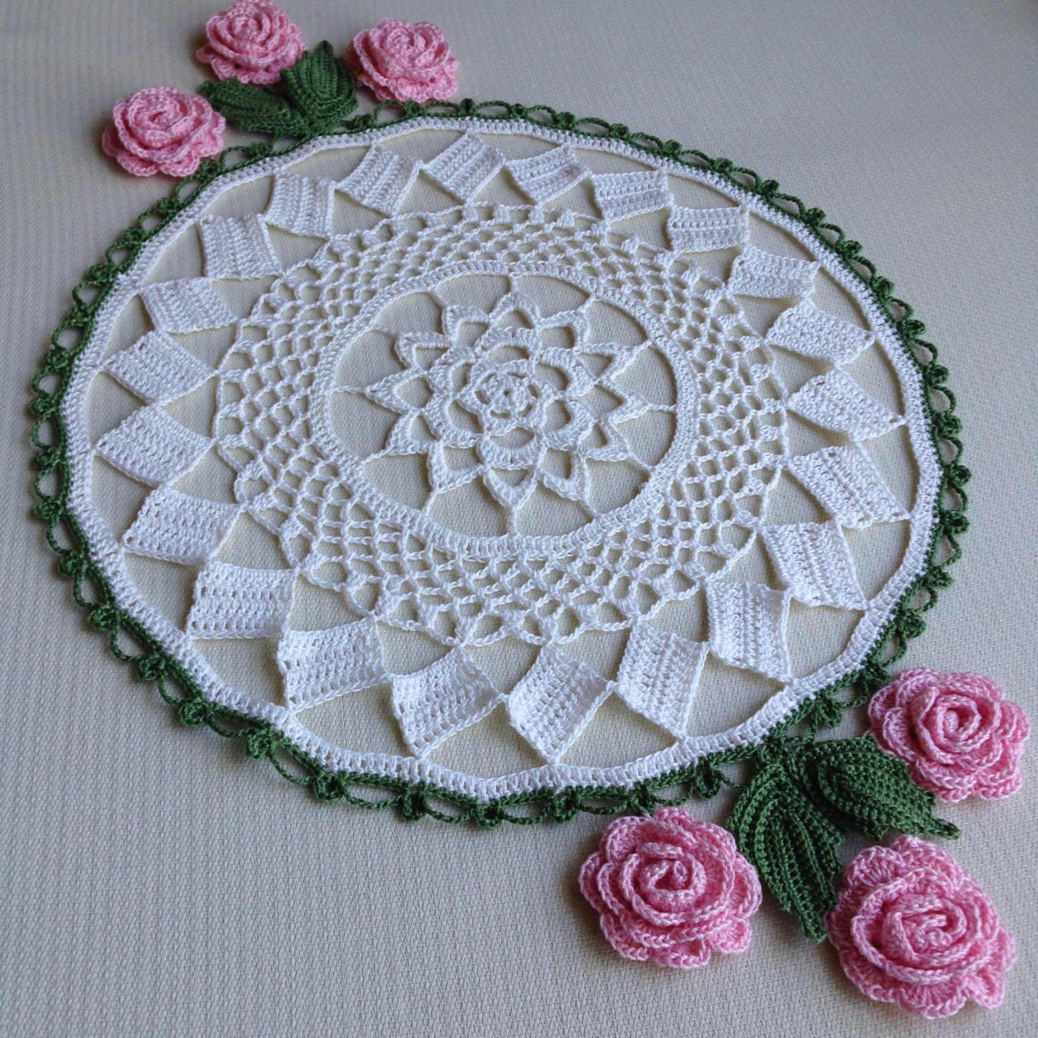 Planted Roses Doily Crochet Patern Instant Download | Etsy