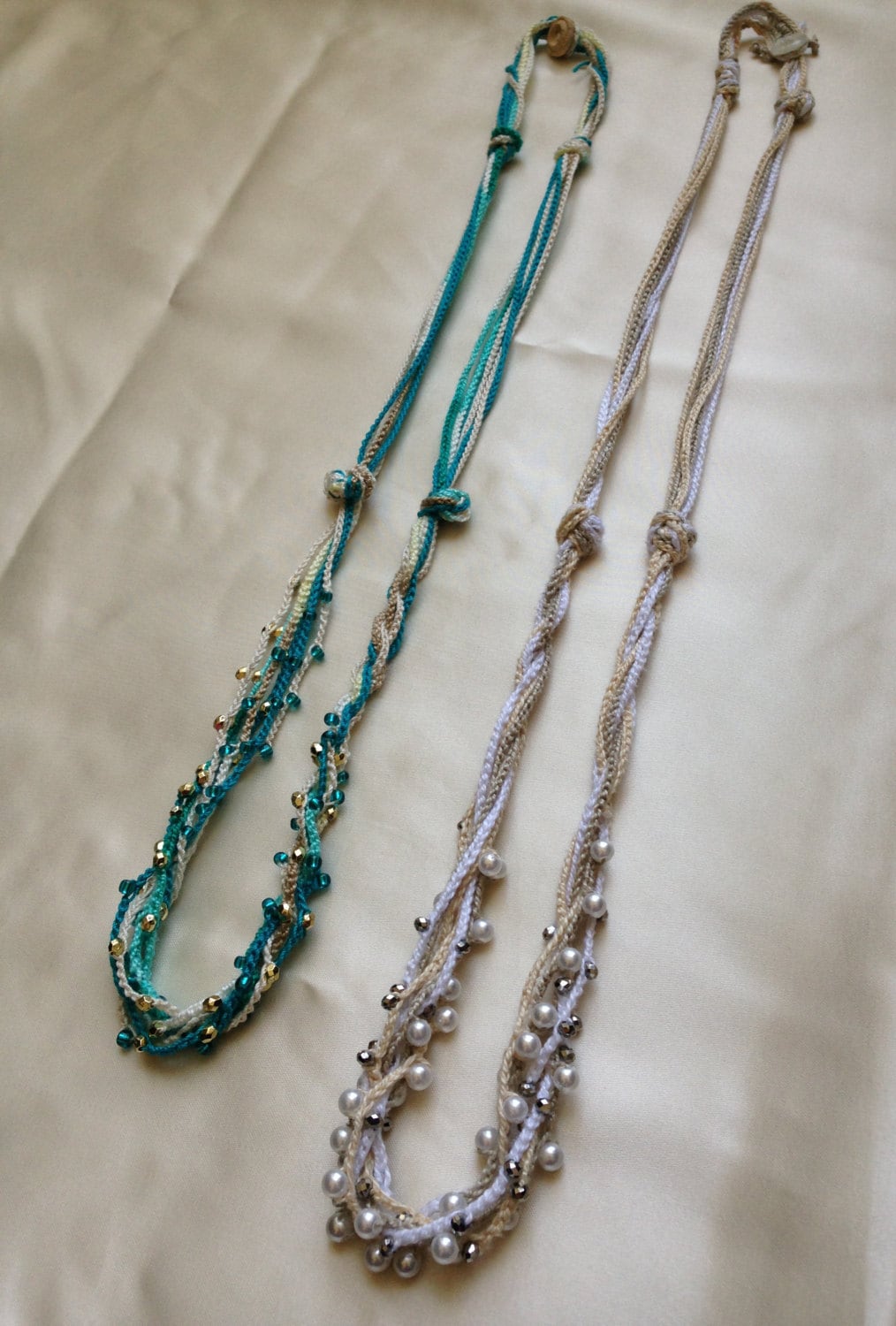 Crochet Necklace PATTERN : Twisted Beaded Rope Necklace - Etsy