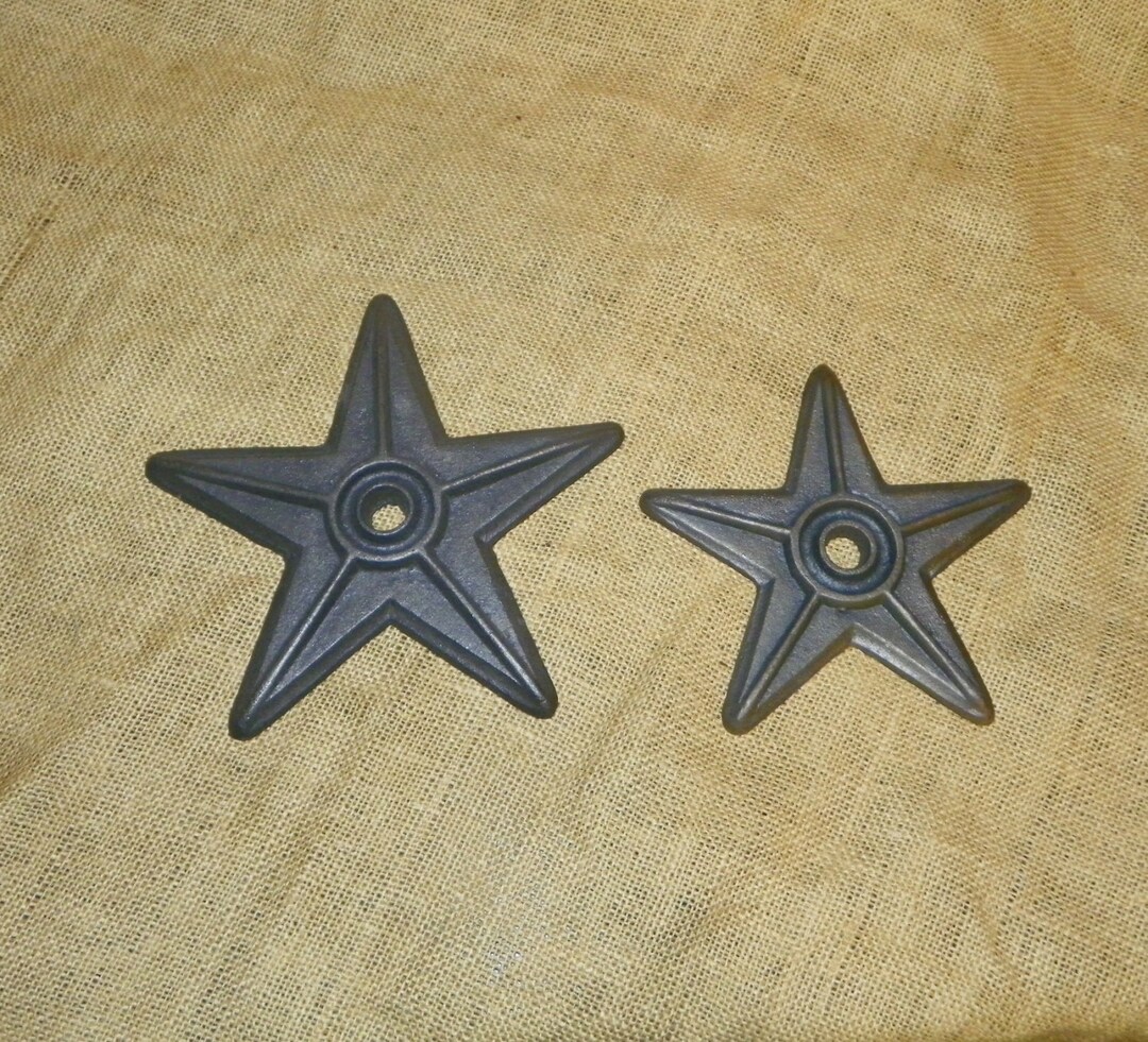Cast Iron Metal Stars, Set of 2, 6 7/8" and 8 1/4", Primitive Decor or ...