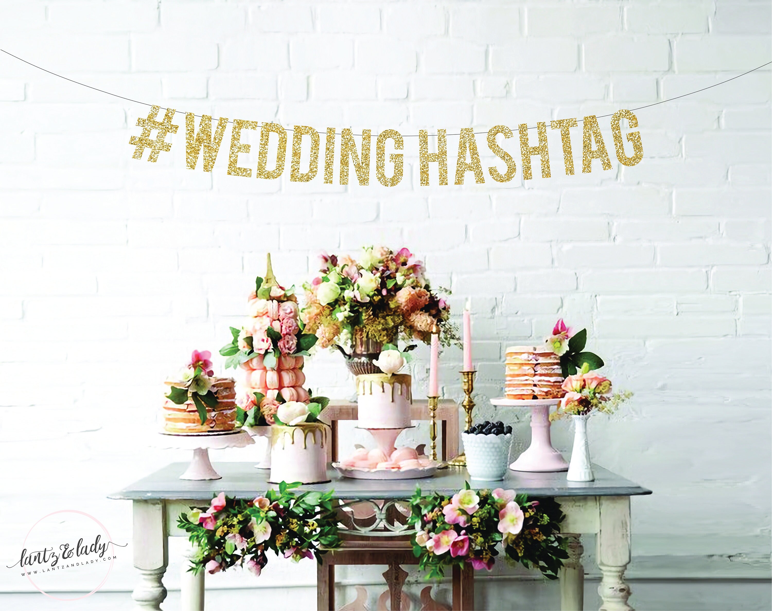 Custom Wedding Hashtag Premium Glitter Banner Cheap Wedding | Etsy