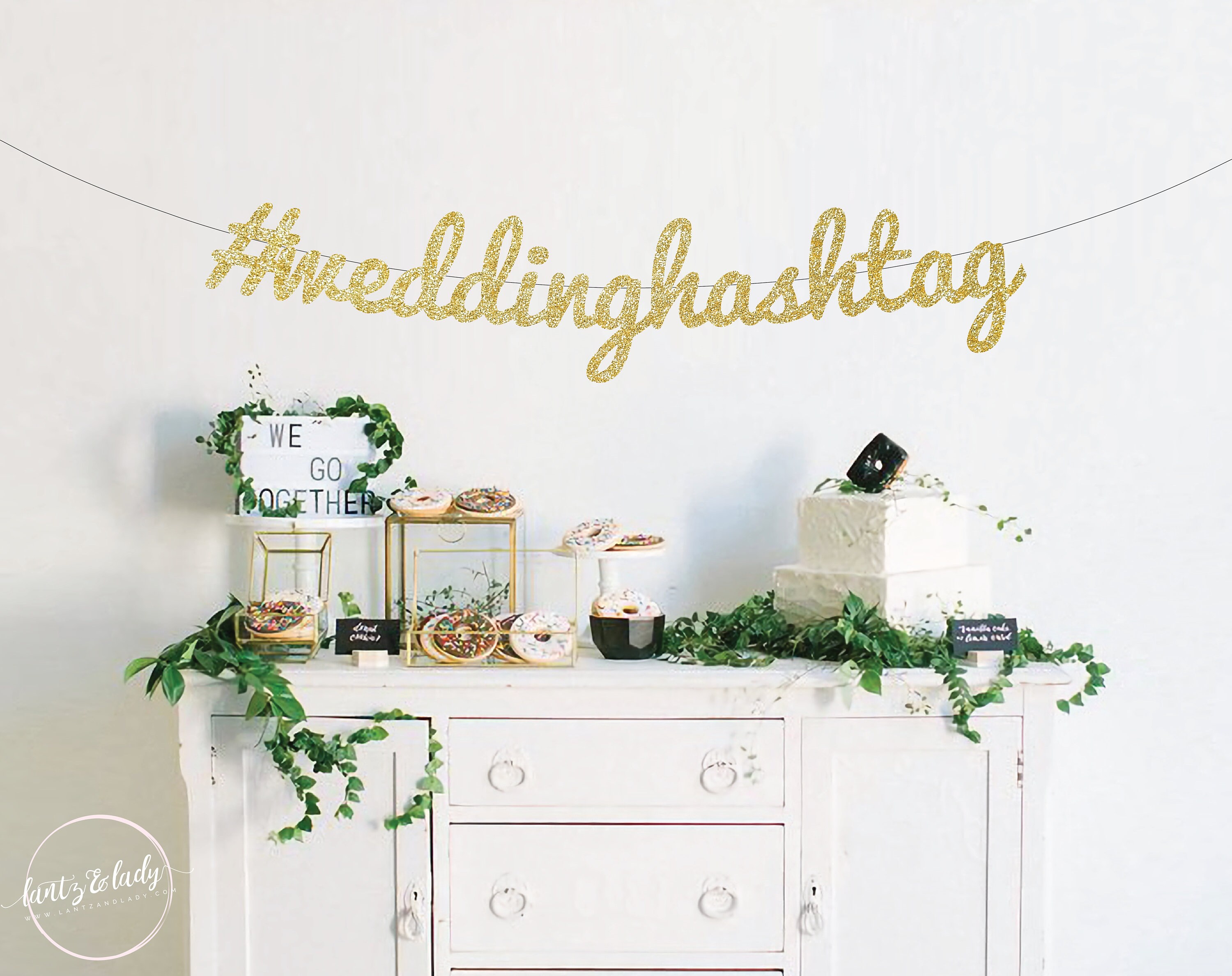 Custom Wedding Hashtag Premium Glitter Banner Cheap Wedding | Etsy