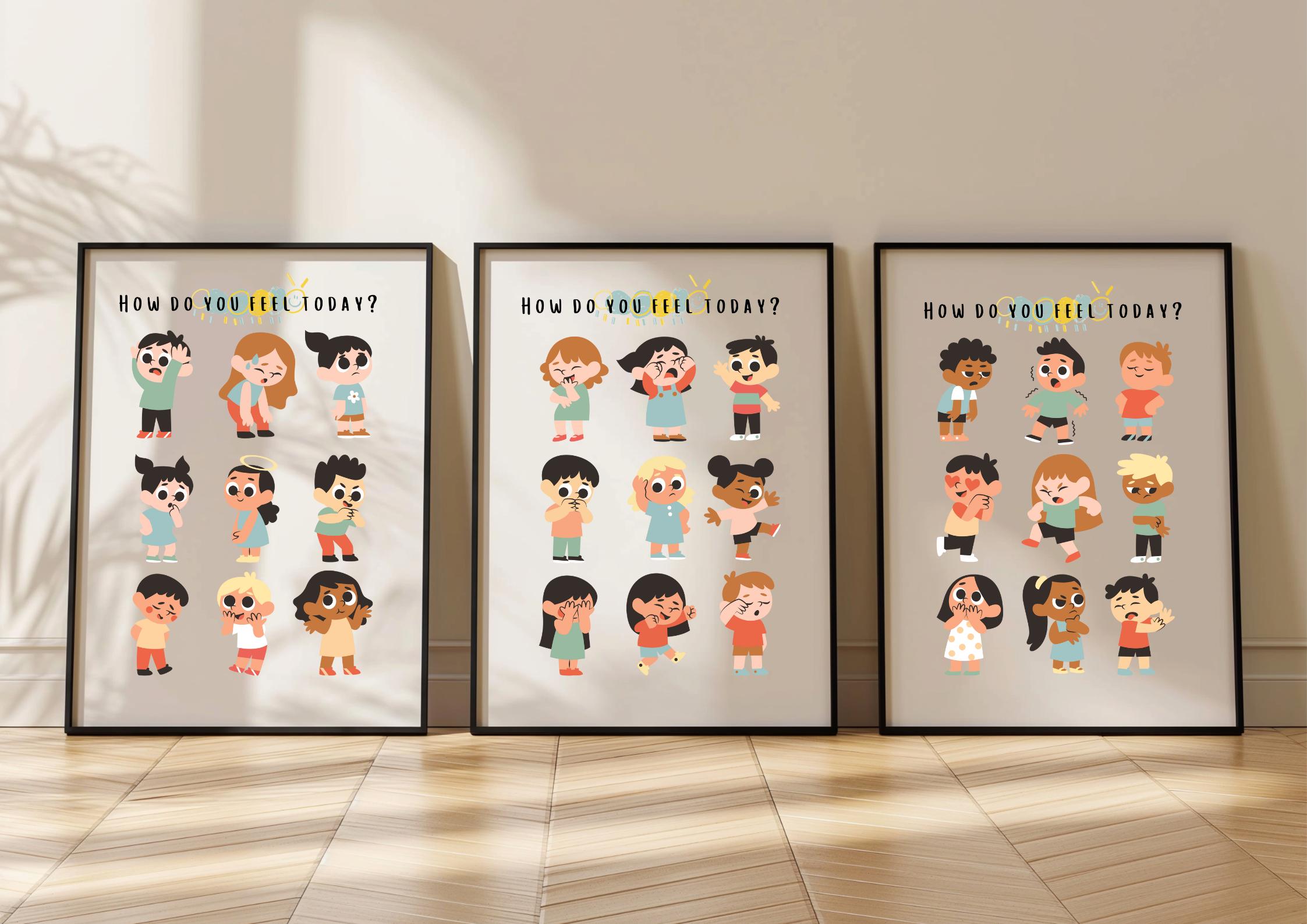 Emotions Poster Fun Kids Room Printable Wall Art Playroom Wall Decor ...