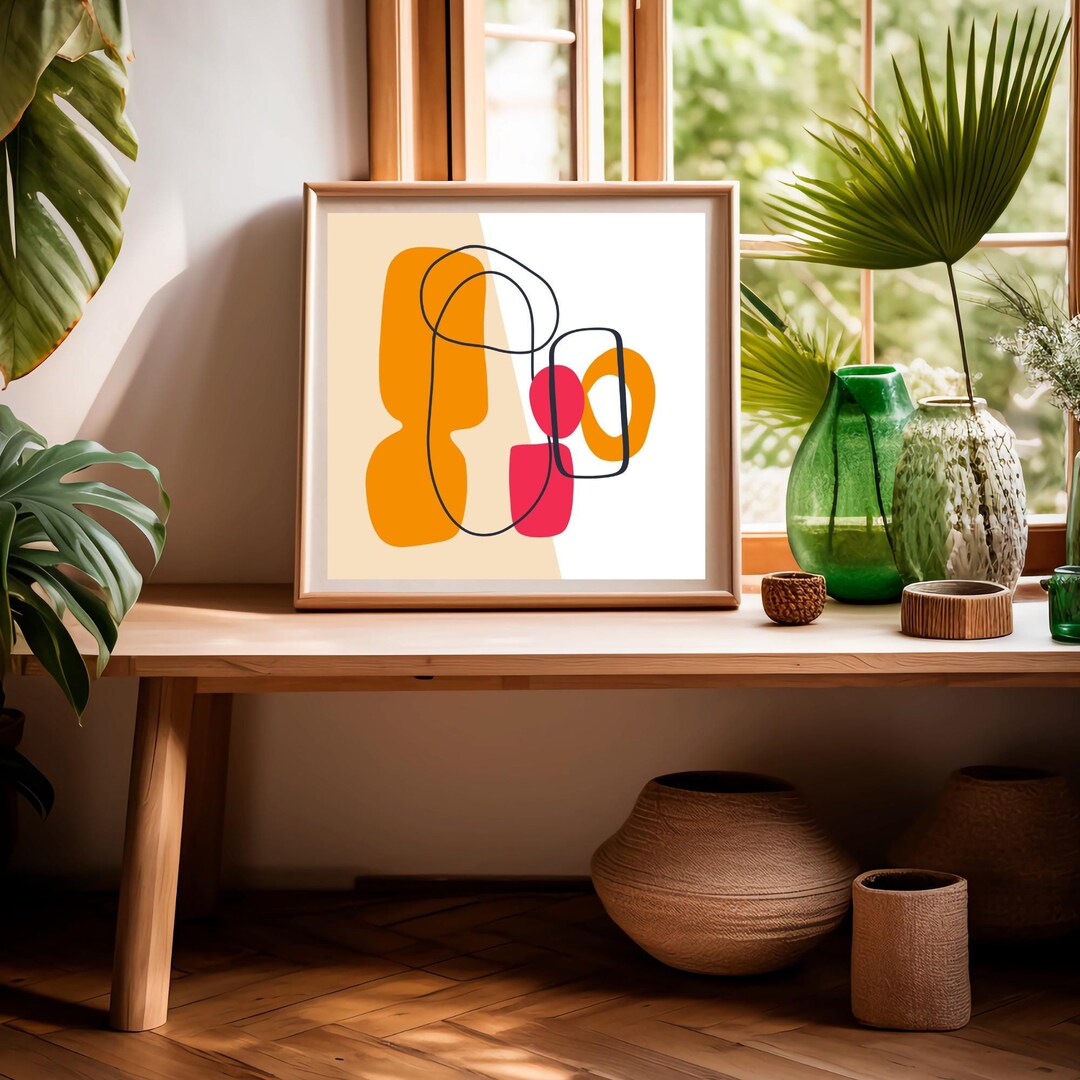 Abstract Shapes Print Boho Living Room Poster Colour Shapes in Boho ...
