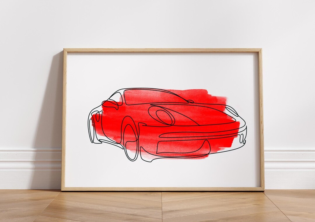Red Car Poster Boy Bedroom Wall Decor Vehicle Poster Minimalism Car ...