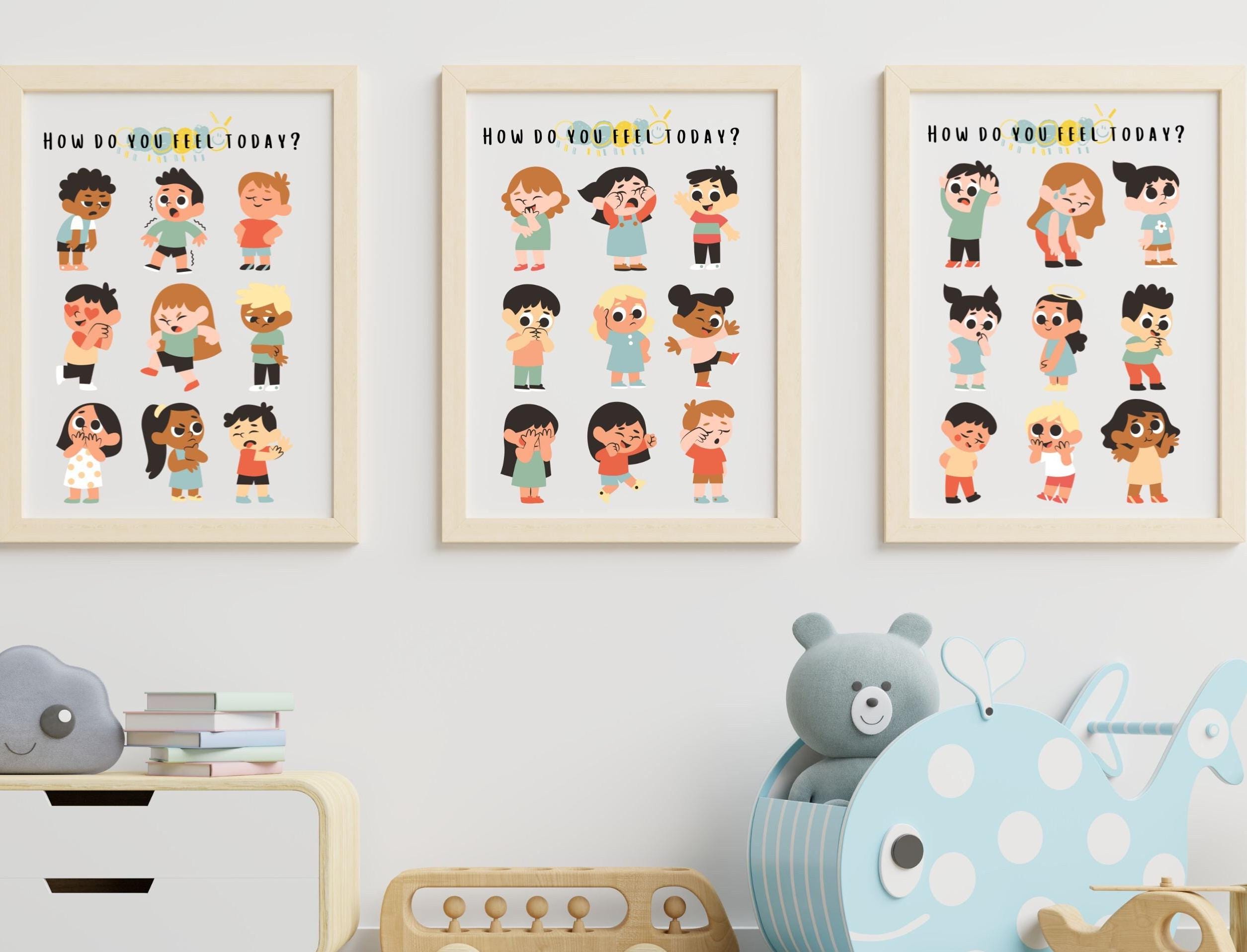 Emotions Poster Fun Kids Room Printable Wall Art Playroom Wall Decor ...
