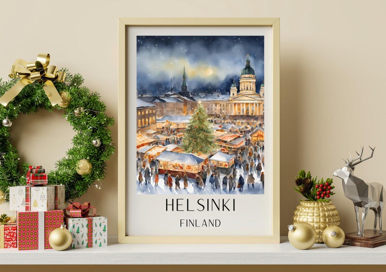 European Christmas Markets Prints Winter Wall Art Holiday Season Home ...