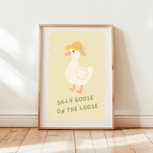 Silly Goose on the Loose Print Girly Goose Wall Art Cute Nursery Decor ...