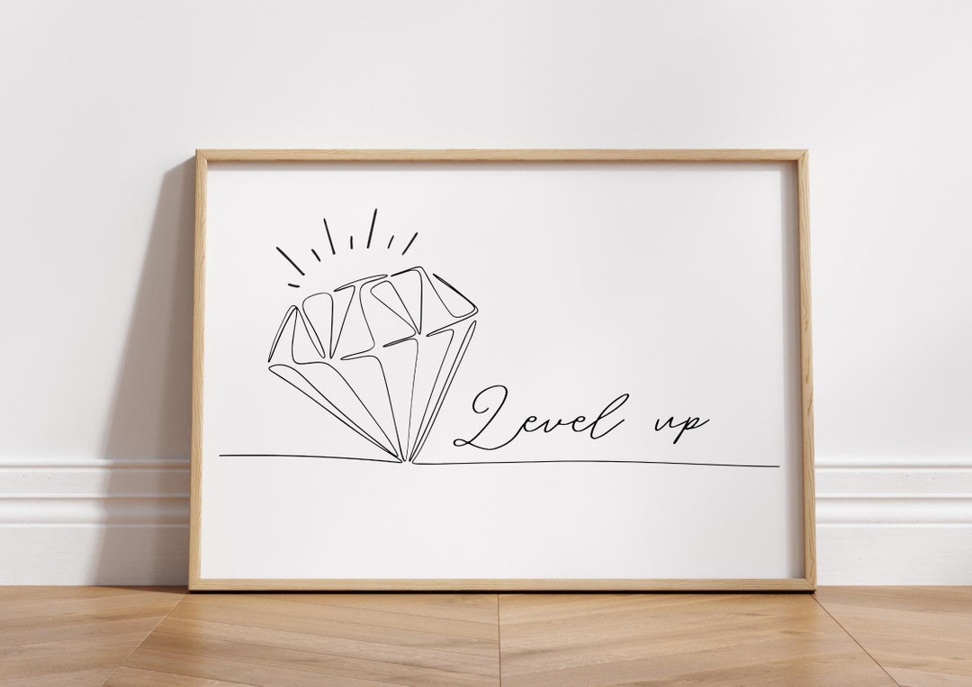 Minimalist Wall Art Level up Print Line Art Poster Minimal Home ...