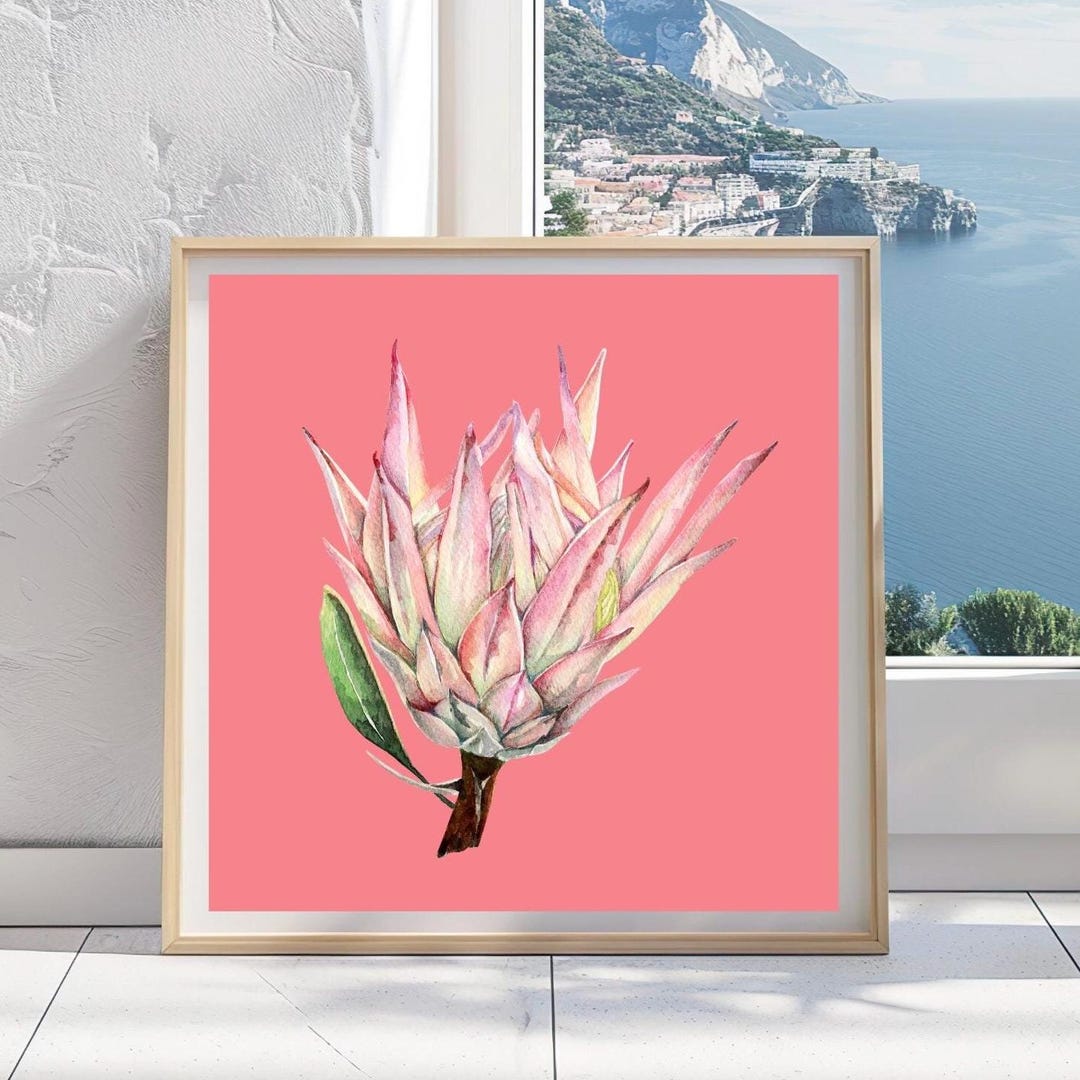 Protea Flower Printable Wall Art Pink Protea Poster Sugarbush Wall Art ...