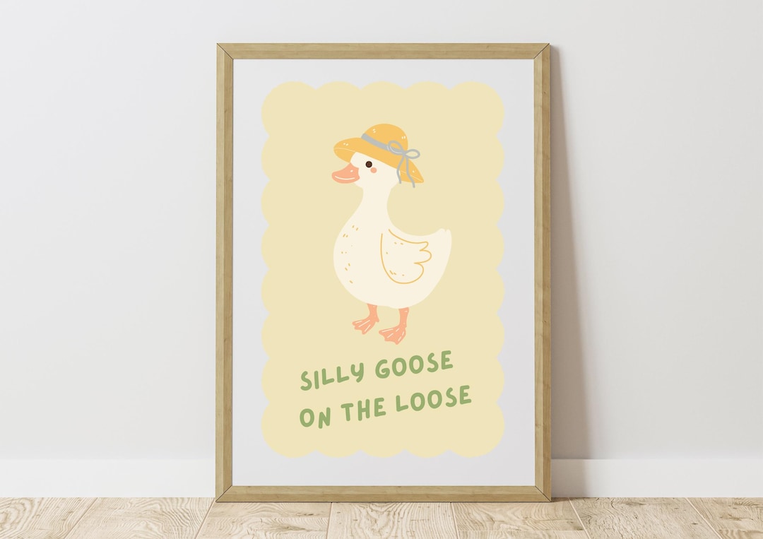 Silly Goose on the Loose Print Girly Goose Wall Art Cute Nursery Decor ...