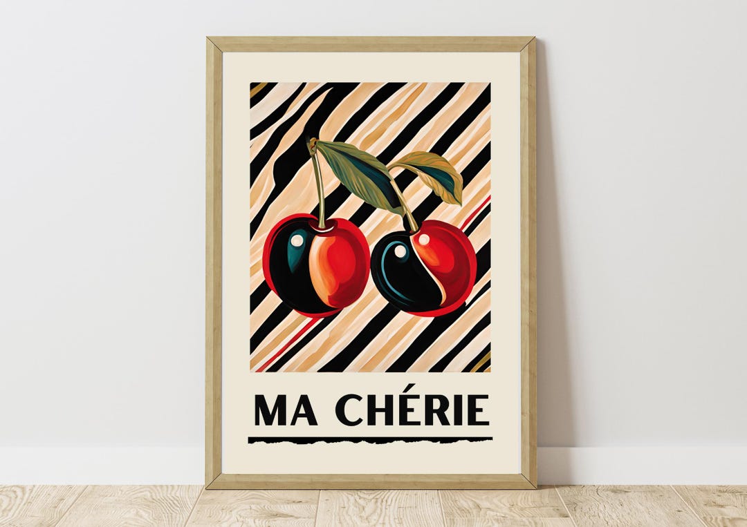 Ma Cherie Cherry Printable Wall Art Two Cherries Art Valentines Day ...