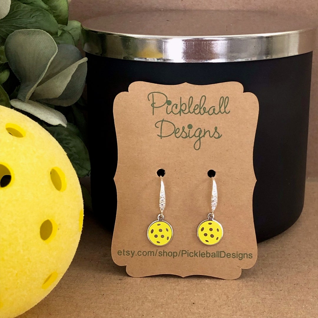 Pickleball Rhinestone Ear Wire Earrings© Pickleball Earrings Pickleball ...