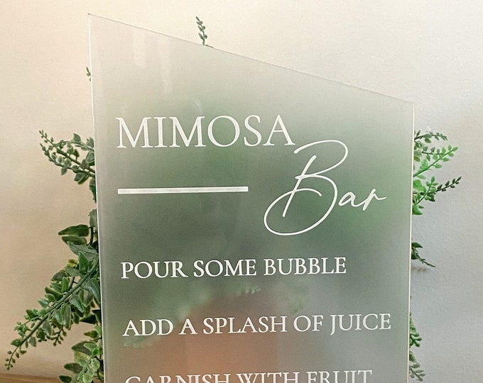 Acrylic Mimosa Bar Sign, Modern Mimosa Sign, Bridal Shower Mimosa Bar ...