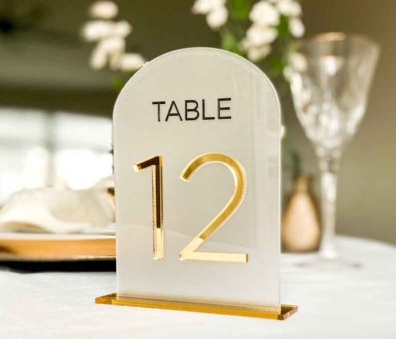 Arched Frosted Acrylic Table Numbers Gold Wedding Table - Etsy
