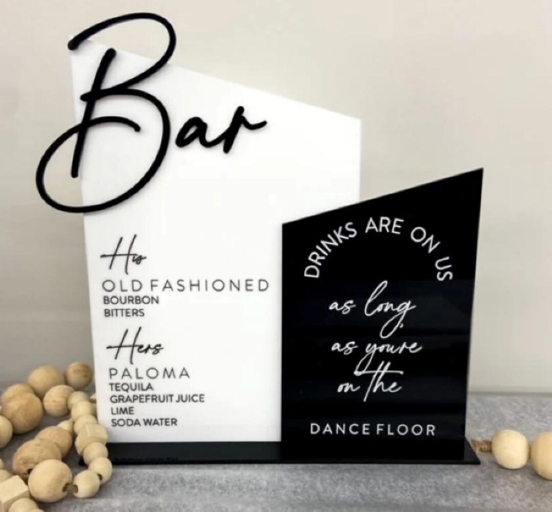 His and Hers Personalized Bar Sign, Wedding Bar Sign, Reception Bar ...