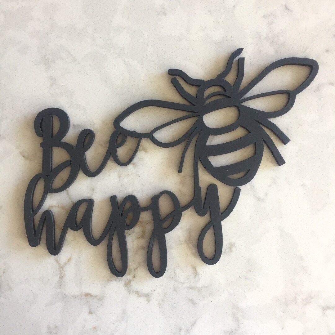 Bee Happy Sign, Wood Bee Sign, Home Decor, Bee Happy Decor, Rustic Wood ...