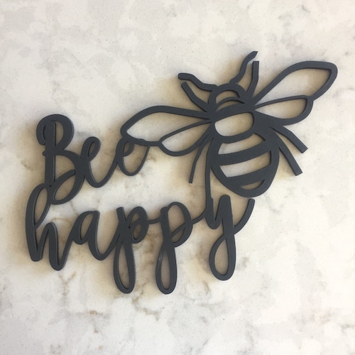 Bee Happy Sign // Wood Bee Sign // Home Decor // Bee Happy - Etsy
