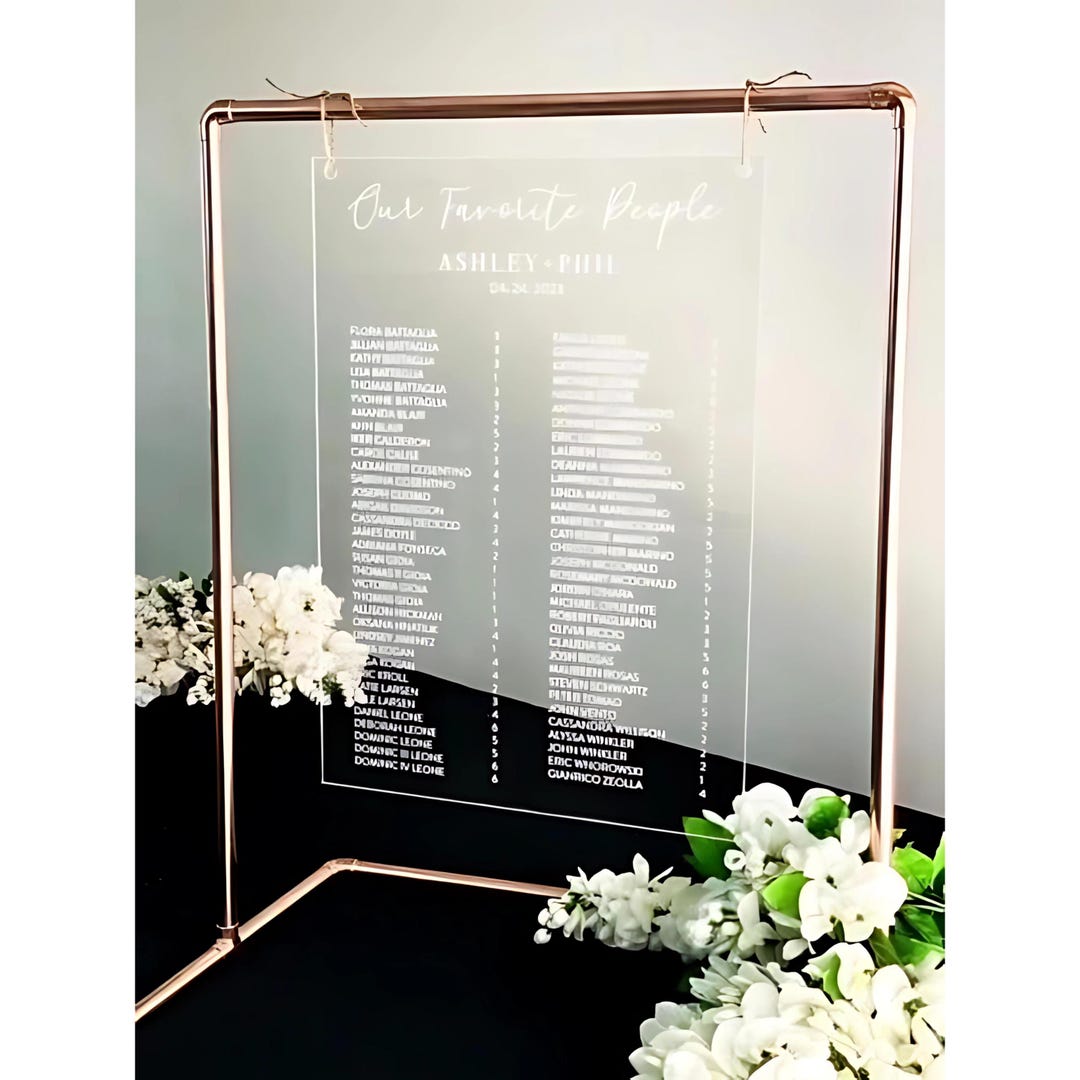 Seating Chart With Copper Stand, Wedding Welcome Stand, Wedding Sign ...