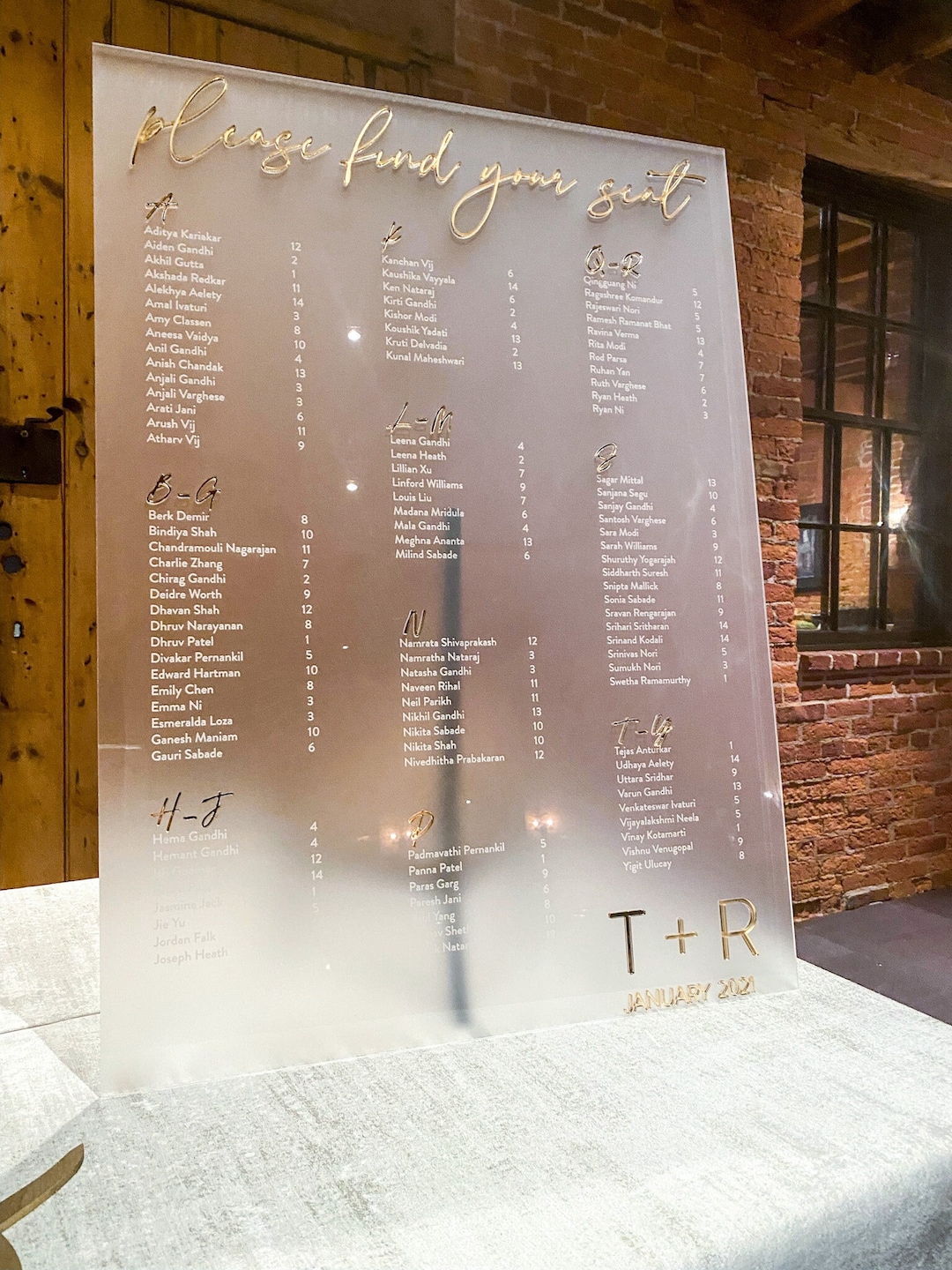 Frosted Acrylic Seating Chart, Wedding Seating Chart, Wedding Seating ...
