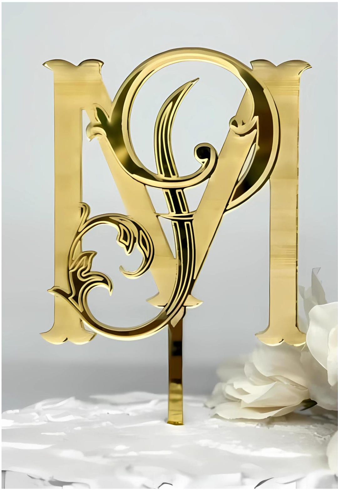 Gold Mirror Monogram Cake Topper, Monogram Custom Topper, Custom ...