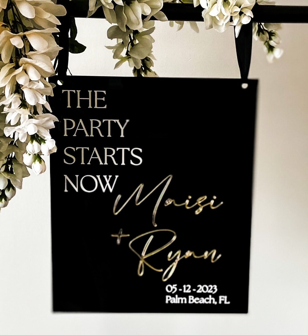 Black Wedding Welcome Sign With 3D Mirror Acrylic - Wedding Signage ...