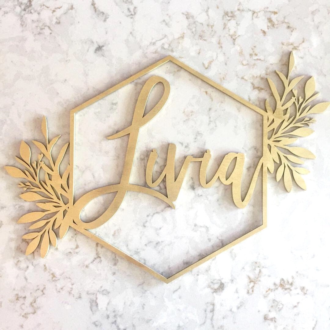 Floral Geometric Custom Wooden Name Sign / Wedding Sign / | Etsy