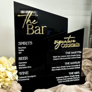 Custom Gold Signature Drinks Sign, Modern Bar Sign, Wedding Bar Sign ...