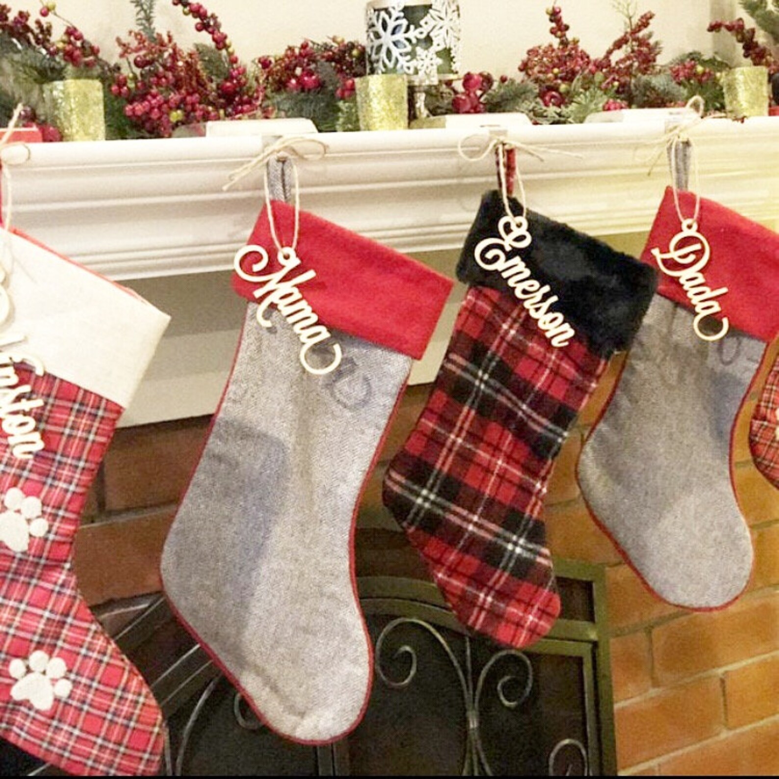 Stocking Tags// Custom Stocking Hangers // Stocking Name Signs - Etsy